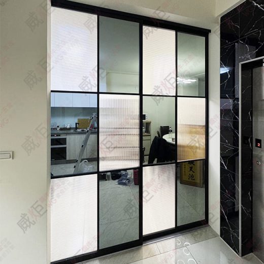 地軌式黑鋁框多格拉門WSP255 - 威炬-鐵件‧五金訂做/製造